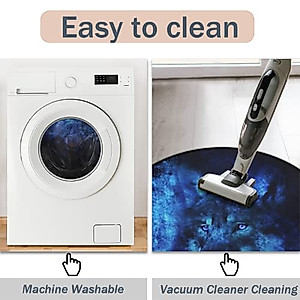 30X18 Inch Round Area Rug 5ft Galaxy Wolf Large Circle Rugs Non-Slip Soft Indoor Throw Rugs Washable Floor Mat Carpet for Bedroom Living Room Sofa Nursery Kids Playroom Decor