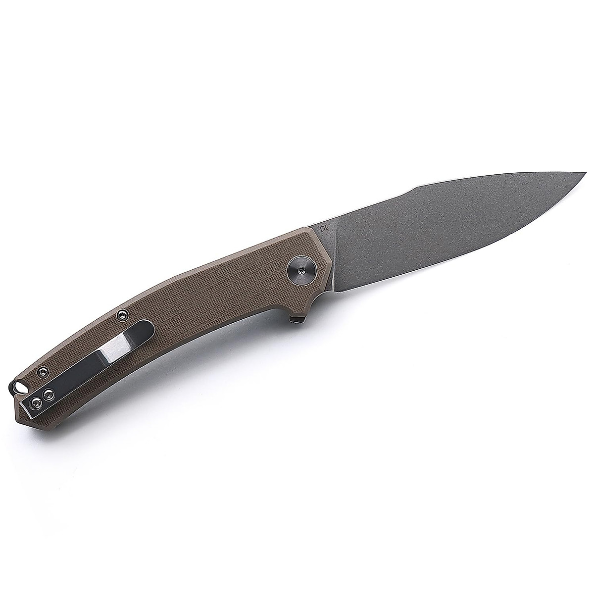 Warspear Degory Flipper Folding Knife 3.75" Stonewshed D2 Blade Tan G10 Handle Outdoor Camping Pocket Knife With Deep Carry Clip WP902TN