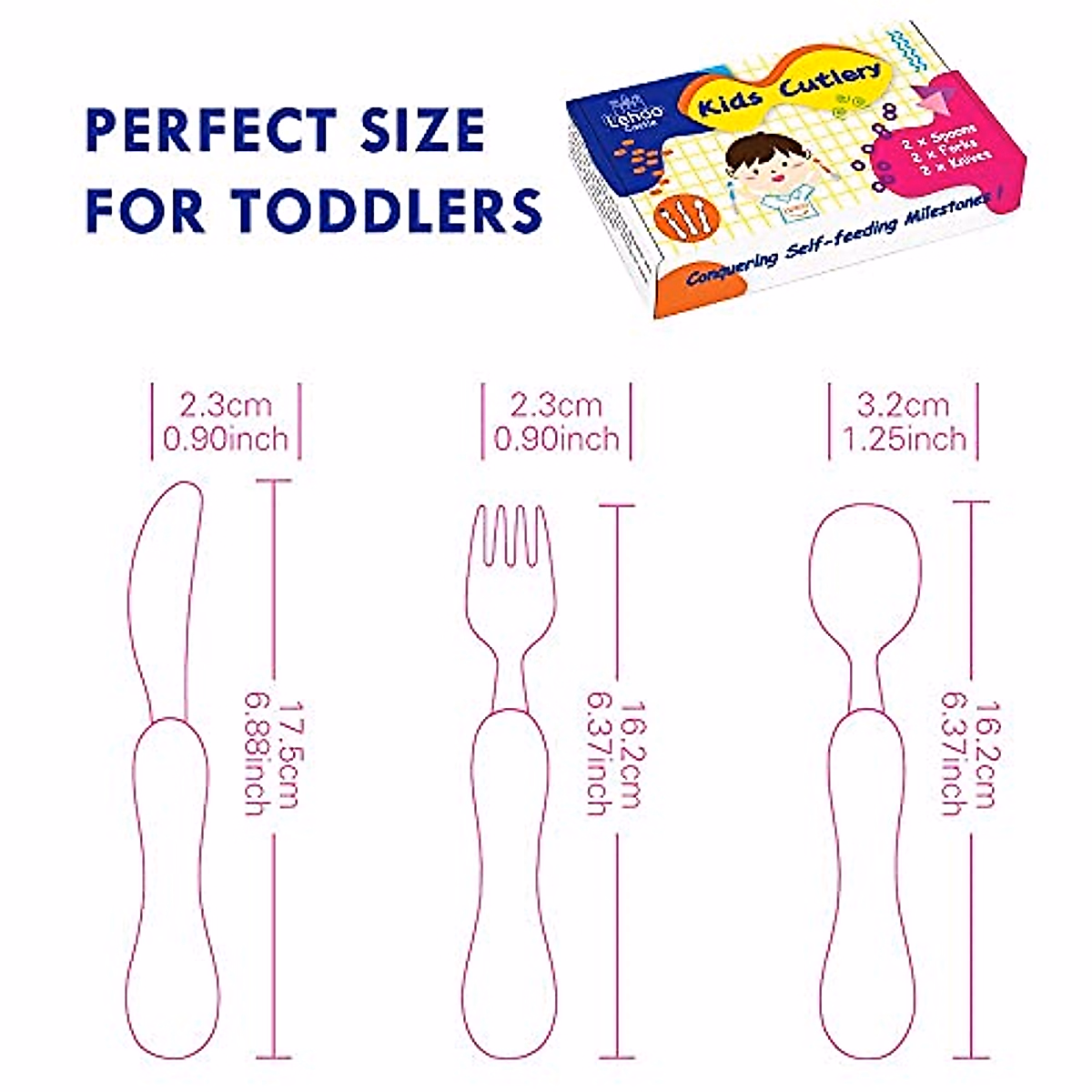 Lehoo Castle Toddler Utensils Set, 6PCS Toddler Silverware Spoon and Fork Knife Set, Children's Flatware Set