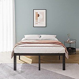 Neslime 18 Inch Full Size Bed Frame No Box Spring Needed, Heavy Duty Metal Platform Bed Frame Full for Heavy People, Easy Assembly, Noise Free, Black