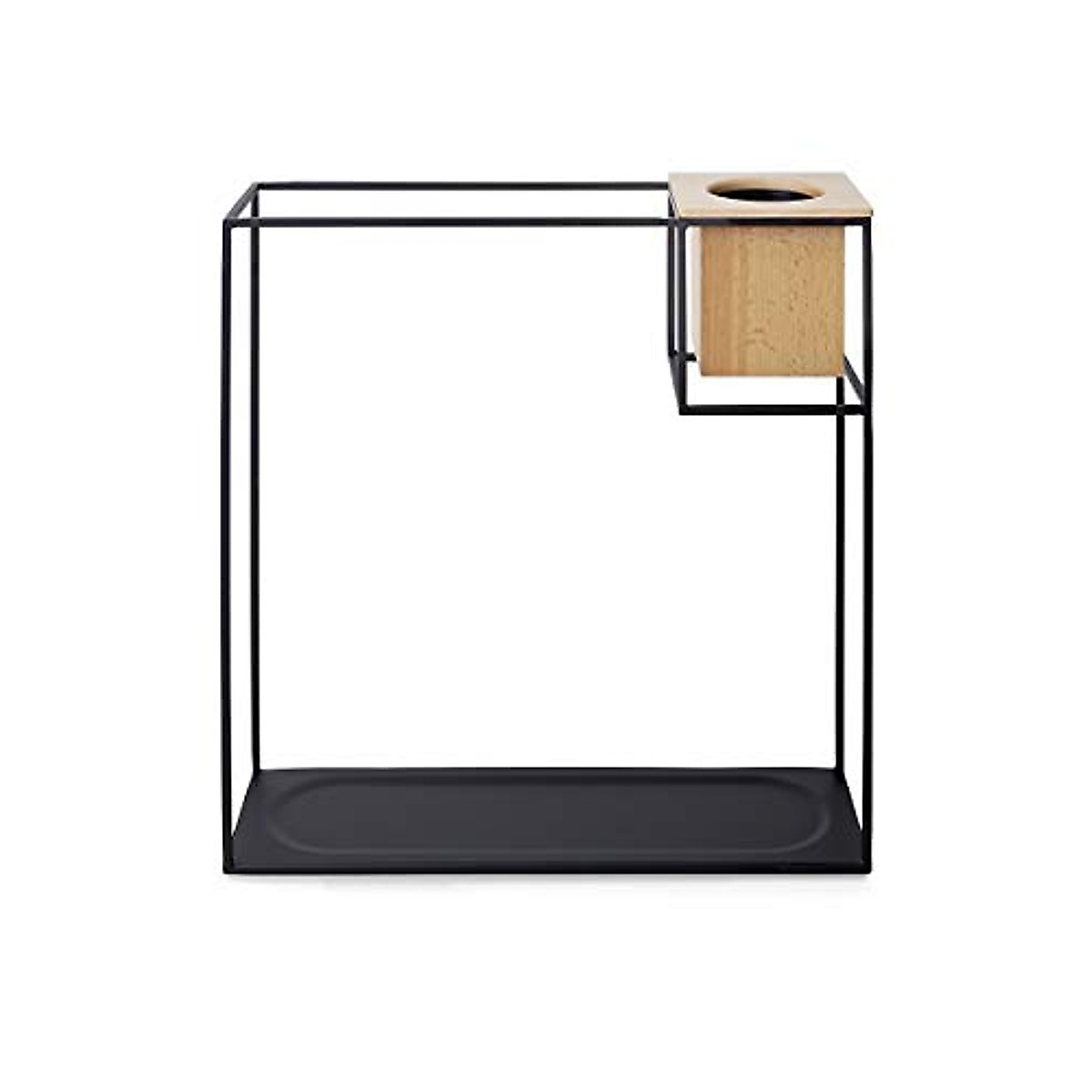 Umbra Cubist Floating Shelf with Built-In Succulent Planter – Modern Wall Décor and Geometric Display Shelf for Books, Candles, Mementos, Photos, Indoor Plants and More! | Large, Black