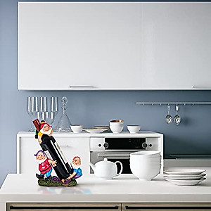 Starsoul Gnome Wine Bottle Holder Funny Single Wine Rack Resin Wine Holder Holiday Party Decor for Home Kitchen Bar Countertop Tabletop