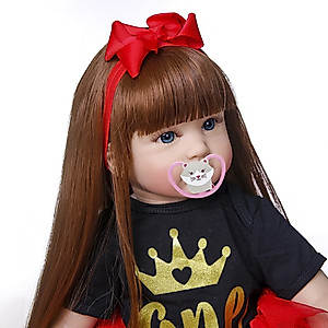 Zero Pam Lifelike Reborn Toddler Girls Dolls 24 Inch Realistic Looking Handmade Reborn Baby Dolls Weighted Body Princess Dress Newborn Silicone Vinyl Girl for 3 Yea Old Girls Children