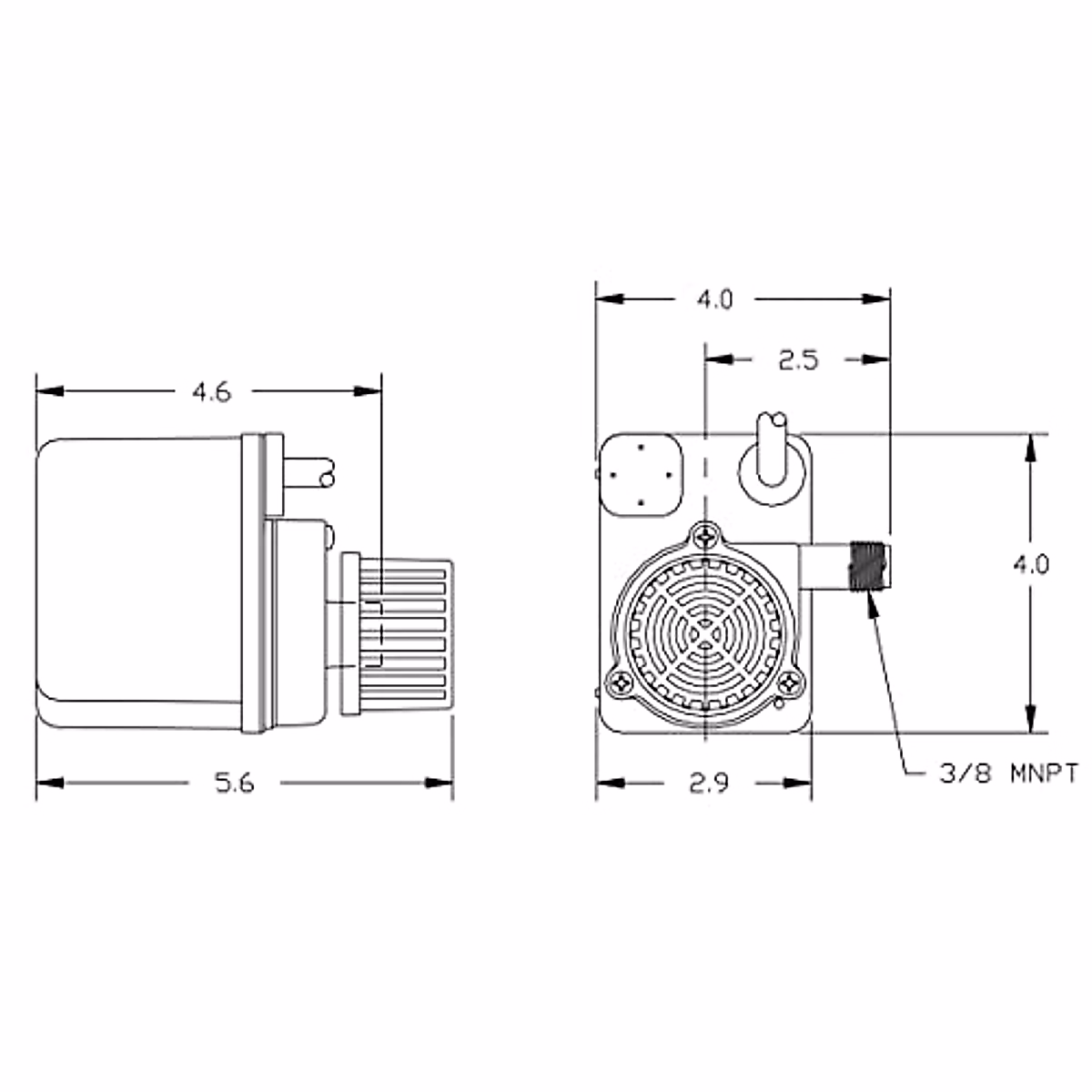 Little Giant PE-2.5F 115 Volt, 1/28 HP, 475 GPH Small Submersible Direct Drive Pump with 6-Ft. Cord, Black, 518600