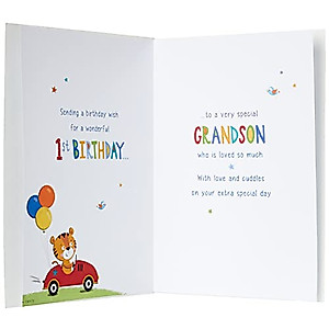Juvenile Birthday Card Age 1 Grandson - 9 x 6 inches - Regal Publishing,White