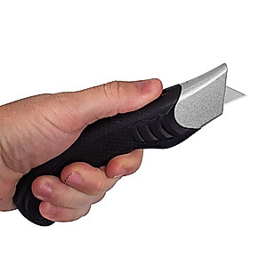 Internet's Best Ergonomic Utility Knife - Set of 2 - Retractable Razor Knife Set - Box Cutter Locking Razor Knife - Storage Pouch Extra Blade Refills - Quick Blade Change - Black