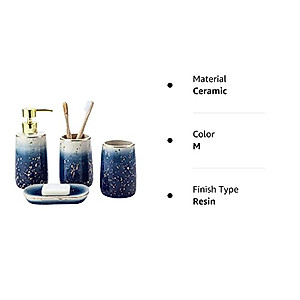 Bathroom Accessories Set，4 Pcs Marble Pattern Bathroom Sets Accessories with Soap Dispenser, Toothbrush Holder, Bathroom Tumbler, Soap Dish for Birthday gift, housewarming gift, Home Decoration (M)