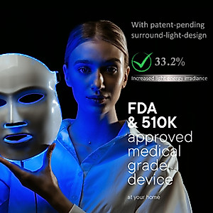 Aphrona FDA cleared LED Facial Skin Care Mask MOONLIGHT PRO 7 Color Treatment Photon Mask (White)