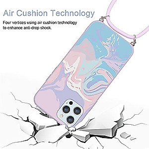 Pnakqil Compatible with Huawei P30 Lite Case 6.15 inch, Crossbody Adjustable Necklace Lanyard with Fashion Pattern Design Soft Purple TPU Shockproof Protective Case for Huawei P30 Lite, Marble 2