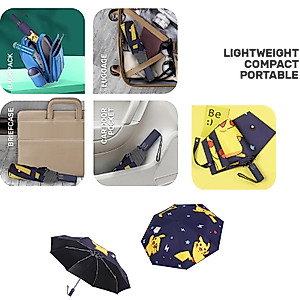 Rosavida Kids Folding Umbrella Automatic Open-close Cartoon UV Resistant Travel Umbrella Anti-rebound Design Compact Windproof Umbrella for Girls Boys- navy blue