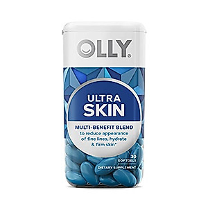 OLLY Ultra Strength Skin Softgels, Hydrate and Firm Skin, Hyaluronic Acid, Zeaxanthin, Lutein, Vitamin C, Skin Supplement, 30 Day Supply - 30 Count (Packaging May Vary)