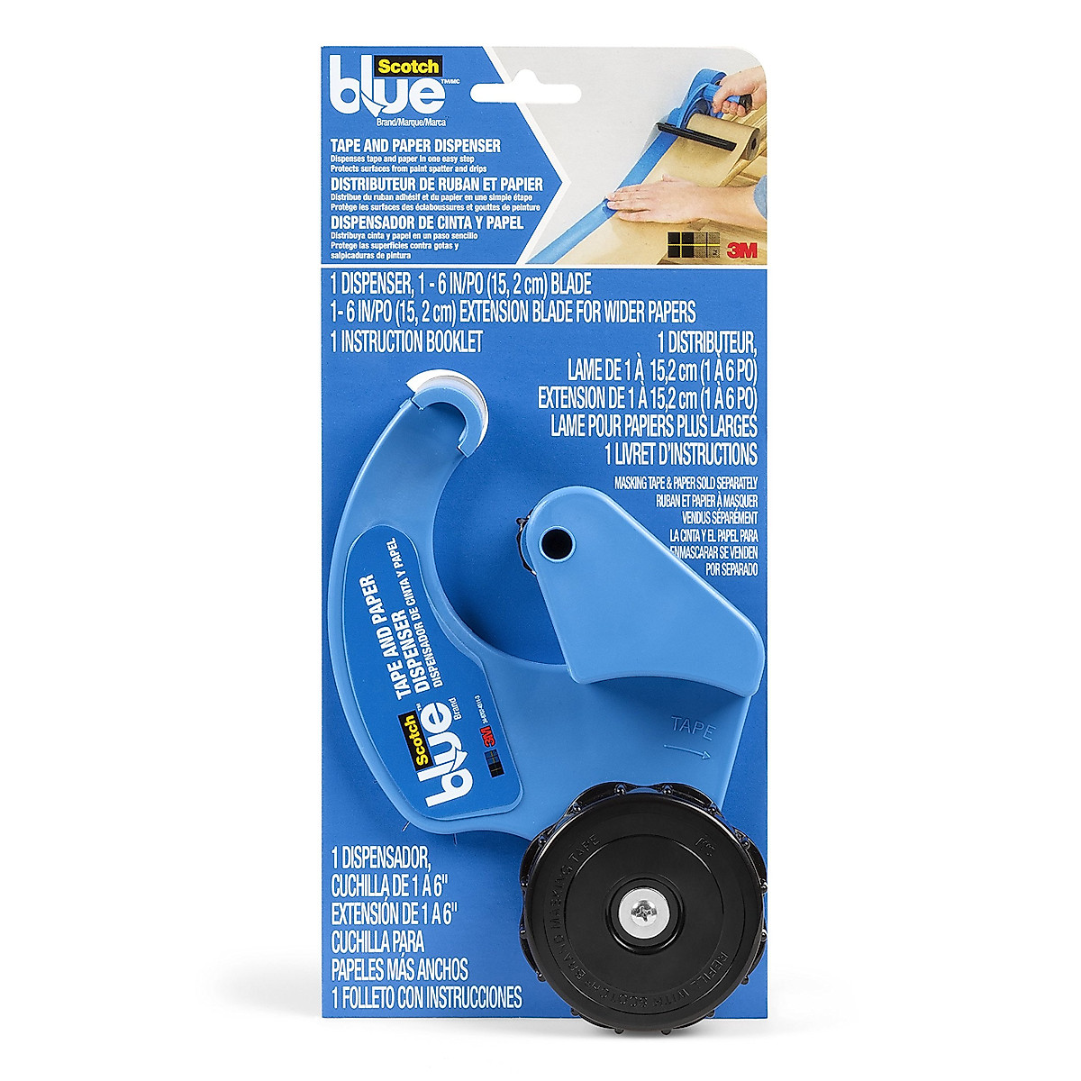 ScotchBlue Painter's Tape and Paper Dispenser, Applies Masking Paper with Painter’s Tape to Protect and Cover Surfaces, Tape Dispenser Includes Plastic Blade, Fits 12 Inch Masking Paper