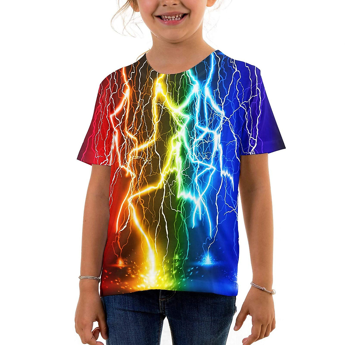 Asylvain Boys Girls Colorful Shirts Unisex Kids Tee Shirt 3D Print Cool Design Graphic Funny Tops T-Shirts Size 8-10 Years