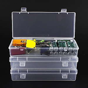 airgoesin 3pcs Small Storage Box Container Desktop Organizer with Lid for Keeping Small Parts, Coints, Screws, Bead, Pencils, Q-Tip, Ornaments, Pills, Herbs, Jewelry Findings (3pcs L Size)