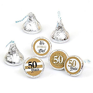 Big Dot of Happiness We Still Do - 50th Wedding Anniversary - Party Round Candy Sticker Favors - Labels Fit Chocolate Candy (1 Sheet of 108)