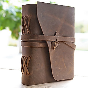 Moonster Leather Journal for Men - Handmade Vintage Journals Women, Mens Journal for Writing, Leather Bound Journal Drawing Sketchbook, Small Leather Notebook Journal, Unlined Travel Journal Leather