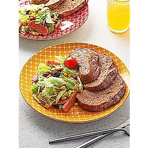 DOWAN Ceramic Plates and Bowls Sets, 12-Piece Dinnerware Sets for Birthday Gifts, Colorful Dish Set for 4, Porcelain Dinner Dessert Plates,and Soup Bowls Set for Home Decor Housewaming Gift