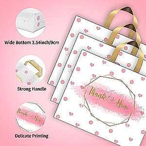 WAKAKO 60Pcs Thank You Bags Plastic Shopping Bags with Handles, Extra Large Thick 18 x 16 Inch Retail Merchandise Gift Bags for Small Business, Polka Dot Heart
