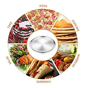 Yododo Pizza Pan Set of 3, Stainless Steel Pizza Pie Pan Tray Platter Pizza Tray, Round Pizza Dish Plate For Oven Baking, Healthy Metal Pizza Baking Cooking Pan for Oven - Size of 12 inch