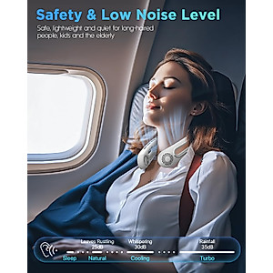 Hotsales Neck Fan, Hands Free Bladeless Neck Fans Portable Rechargeable, 360° Cooling Neck Fan, 4 Speeds, Quiet, 5200 mAh Battery Operated USB Wearable Personal Fan Gifts for Women, Travel, Outdoor