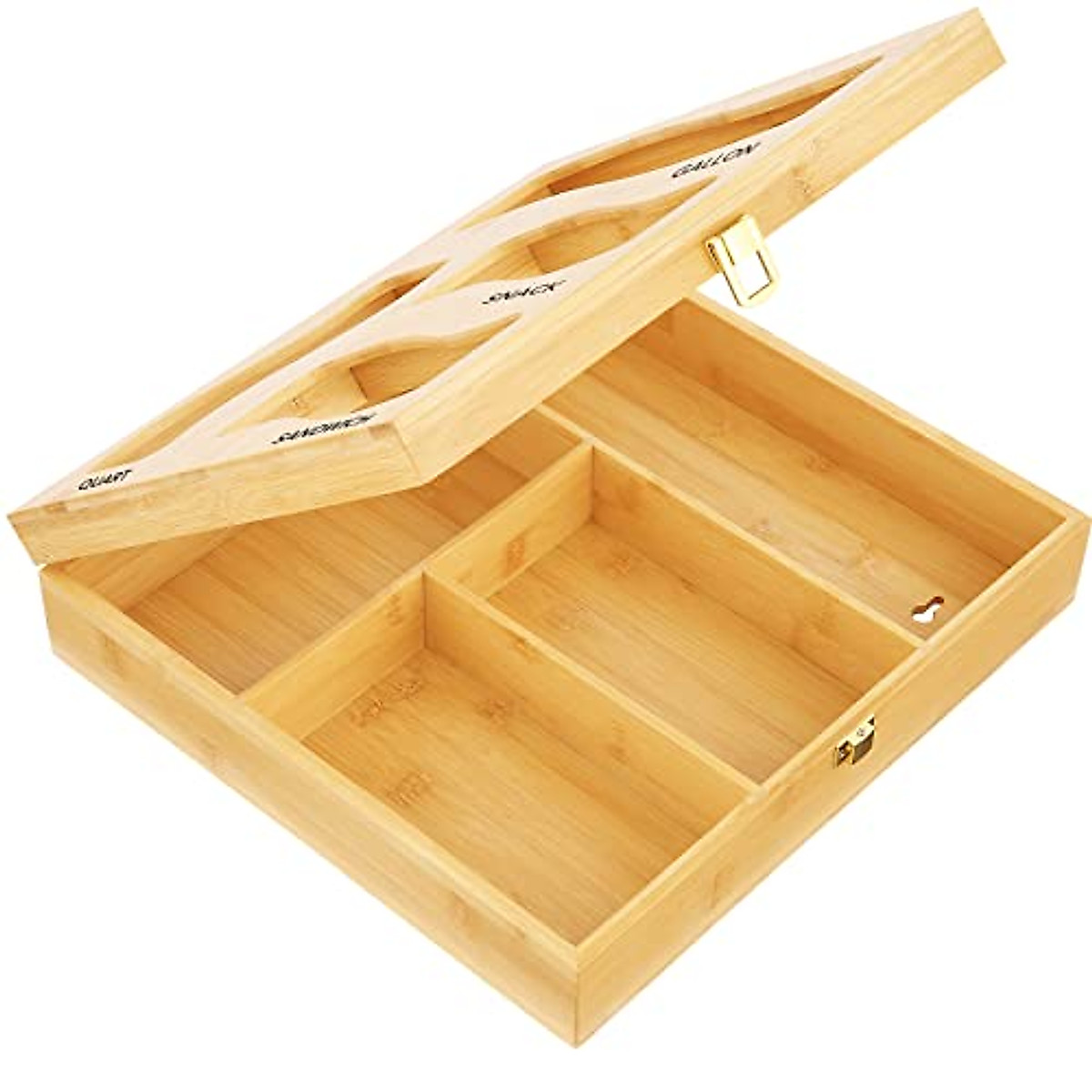 Kitchen Drawer Organizer for Ziplock Bags - Baggie Holder for Snacks & Sandwiches - Fits Gallon, Quart & Slider Bags - 4 Slots for Easy Storage & Organization