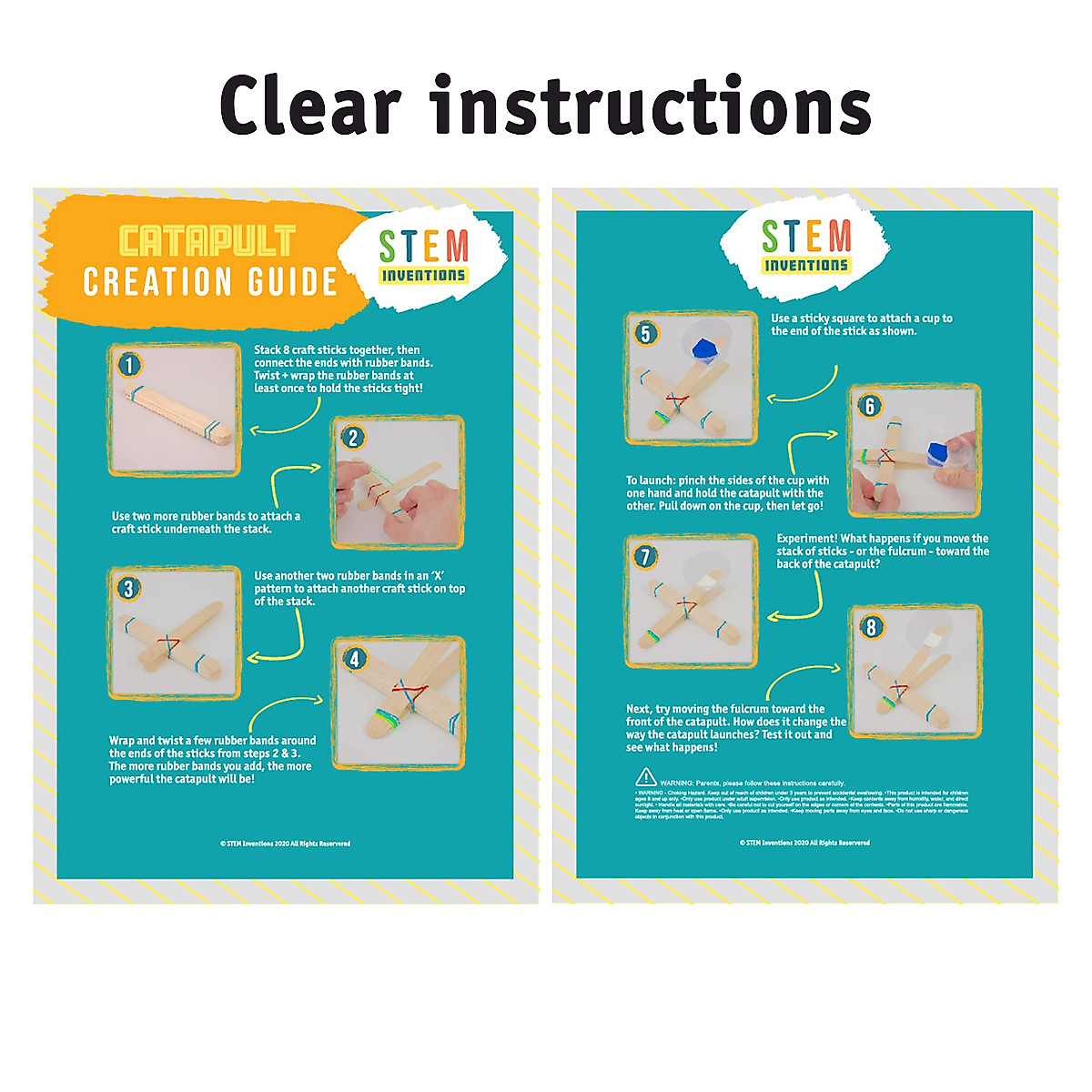 Craft Stick Catapults Kit – Supplies for 30 Catapults, Complete STEM Project for Kids with Instructions