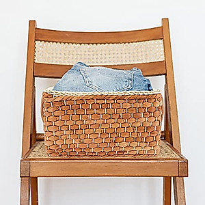 GANAZONO Woven Wicker Baskets Rustic Handmade Storage Basket Decorative Shelf Baskets Rattan Makeup Organizer Toys Storage Box for Toilet Shelves Laundry Room Coffee