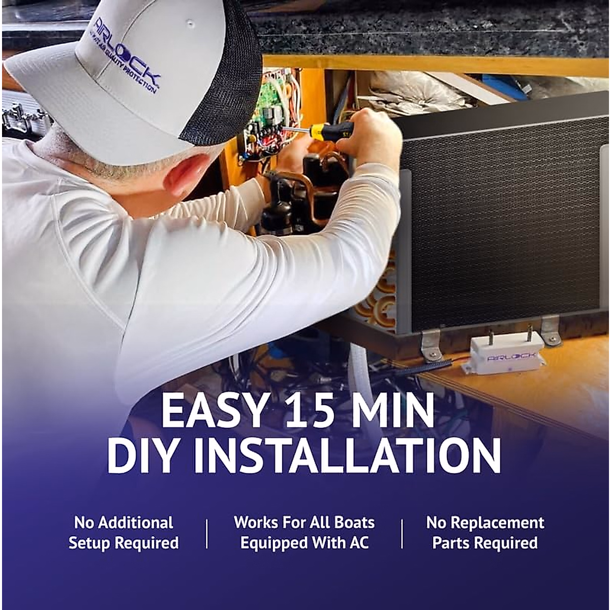 Airlock Boat Odor Air Purifier - Marine Air Purifier for Fresh Clean Air | Boat Accessories | Easy to Install | Maintenance-Free | Deodorizer Odor Eliminator