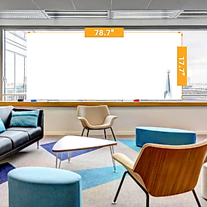 Dry Erase Whiteboard Sticker Wall Decal, Self-Adhesive White Board Peel Stick Paper for School,Office,Home,Kids Drawing with 3 Water Pen 78.7"x17.7"