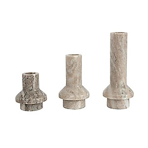 Bloomingville Marble Taper Candle Holder, 6", Beige