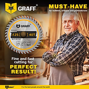 4-1/2 Inch Angle Grinder Circular Saw Blade for Wood, Plywood, Laminate, Drywall, Plastic – 40-Teeth Wood Cutting Disc with 7/8 Inch Arbor from GRAFF
