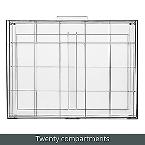 mDesign Divided Plastic Tea Organizer Bin with Drawer - Stackable Tea Bag Holder for Kitchen, Pantry, and Cabinet - Caddy with Small Dividers - 20 Sections - Lumiere Collection - 2 Pack - Clear