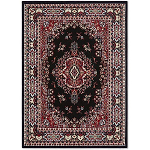 Home Dynamix Premium Sakarya Traditional Medallion Border Area Rug, Black, 7'8"x10'7" Rectangle