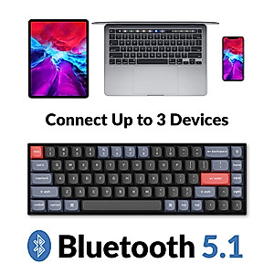 Keychron K6 Pro Wireless Custom Mechanical Keyboard, QMK/Launcher Programmable Macro, Hot-Swappable Keychron K Pro Red Switch Keyboard, 65% Layout RGB Backlit Office Keyboard for Mac Windows Linux