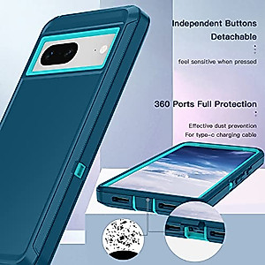 Hucasok for Google Pixel 7 Case Shockproof Rugged Full Body Protection Heavy Duty Dust/Drop Proof 3-Layer Durable Cover Case for Google Pixel 7 2022 Case, Turquoise