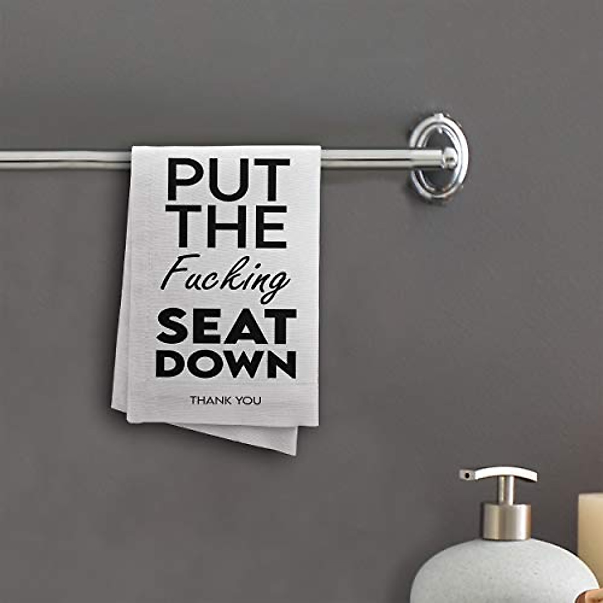 APRON DADDY Funny Bathroom Hand Towel - Put The Seat Down, Funny Bathroom Decoration Towels with Sayings, Guest Bathroom Housewarming Gifts for Her, 16 by 25 inch, 100% Cotton, Fun Towels