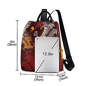ALAZA Dragon Yin Yang Women Backpack Anti Theft Back Pack Shoulder Fashion Bag Purse