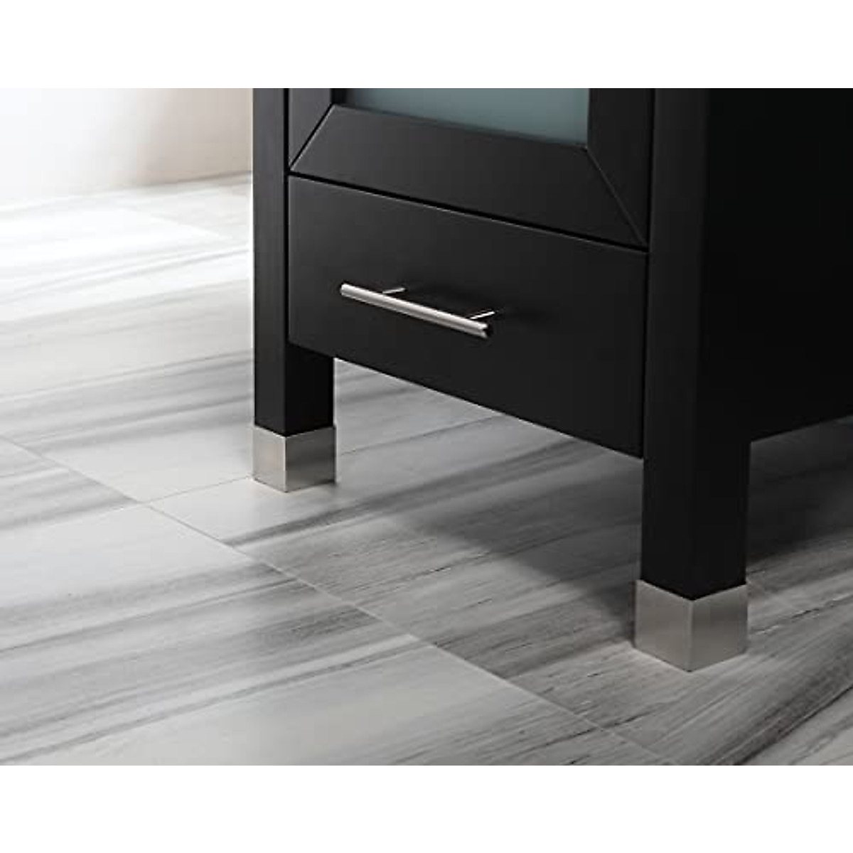 QIERAO 20" Bathroom Vanity with Sink Combo Stand Cabinet and White Ceramic Vessel Sink and Stainless Steel Faucet, Black