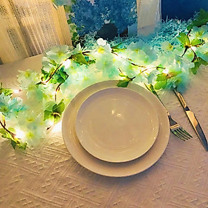 Artificial Cherry Blossoms String Lights Hanging Hydrangea Vines Plant Garland Silk Flower Fairy Light Battery Powered for Home Garden Wedding Party Decor (Blue, 2m/20 Led)
