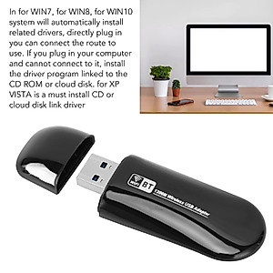 Zyyini Wireless USB WiFi Adapter, 1200Mbps Wireless Network Card for Desktop Computer, Portable Dual Band Bluetooth Receiver 2.4GHz 5GHz