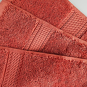 SUPERIOR Egyptian Cotton 8-Piece Solid Towel Set, Washcloths 13” x 13”, Hand Towels 20” x 30”, Bath Towels 30” x 55”, 800 GSM, Coral, 8-Pieces