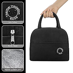 BLOCE Insulated Lunch Bag Women, Small Lunch Box for Women, Freezable Tote Bag, Adult Waterproof Lunchbox for Office Work Picnic Beach Workout Travel (Small Black)