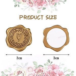 Whaline 50Pcs Embossed Wax Seal Stickers Heart Pattern Envelope Seal Stickers Bronze Classic Self-Adhesive Decorative Stamp Sticker for Wedding Greeting Invitation Cards Snail Mails Wine Packages Gift
