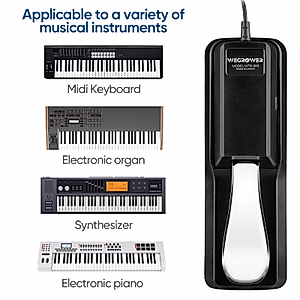 Sustain Pedal Universal with Polarity Switch by Wegrower for Keyboards, Digital Piano, MIDI and Synthesizer
