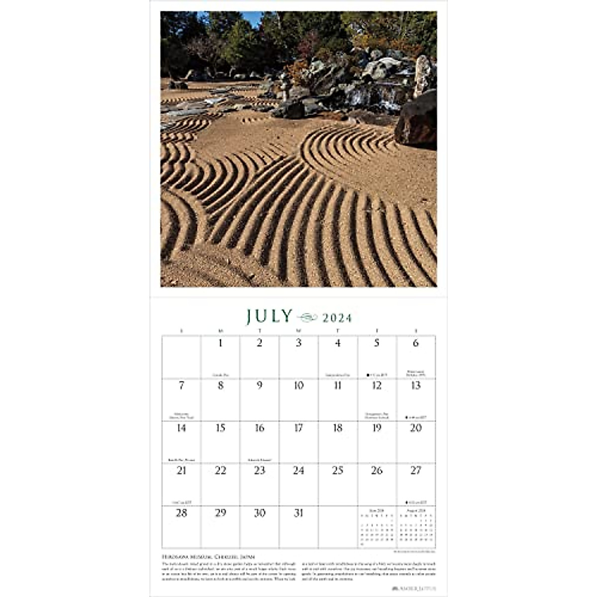 Gardens of the Spirit 2024 Wall Calendar: Japanese Garden Photography | 12" x 24" Open | Amber Lotus Publishing