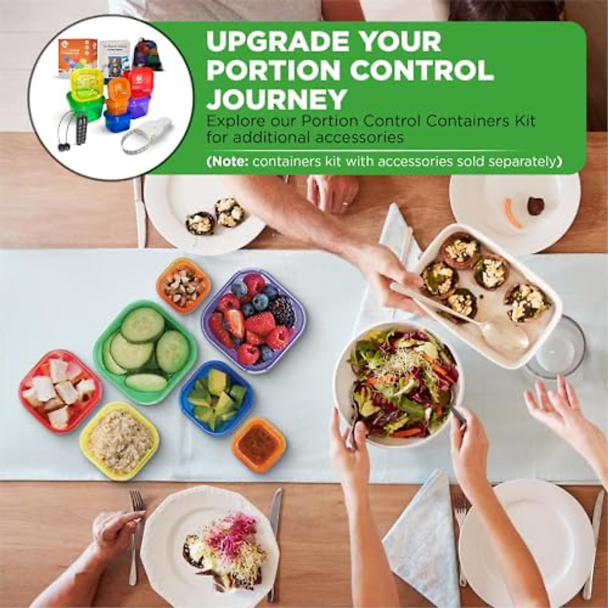 Elceeo essential Solutions 21 Day Portion Control Containers for Weight Loss with electronic Booklet Guide - Set of 7 BPA Free Color-Coded Portion Control Containers ONLY