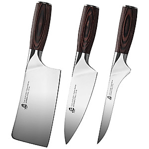 TUO Pro Chef Knife 6 inch & Chopper Knife 6 inch & Boning Knife 6 inch - German HC Stainless Steel - Ergonomic Pakkawood Handle - Osprey Series with Gift Box