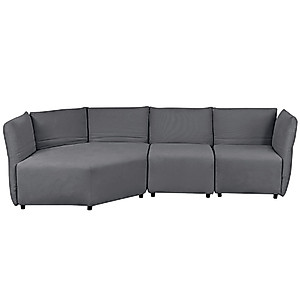 WILLIAMSPACE 106.3" Modern Sectional Sofa for Living Room, 4 Seater Upholstered Curved Sofa Couch with Adjustable Back, Free Combination Modular Sofa for Home Office - Grey