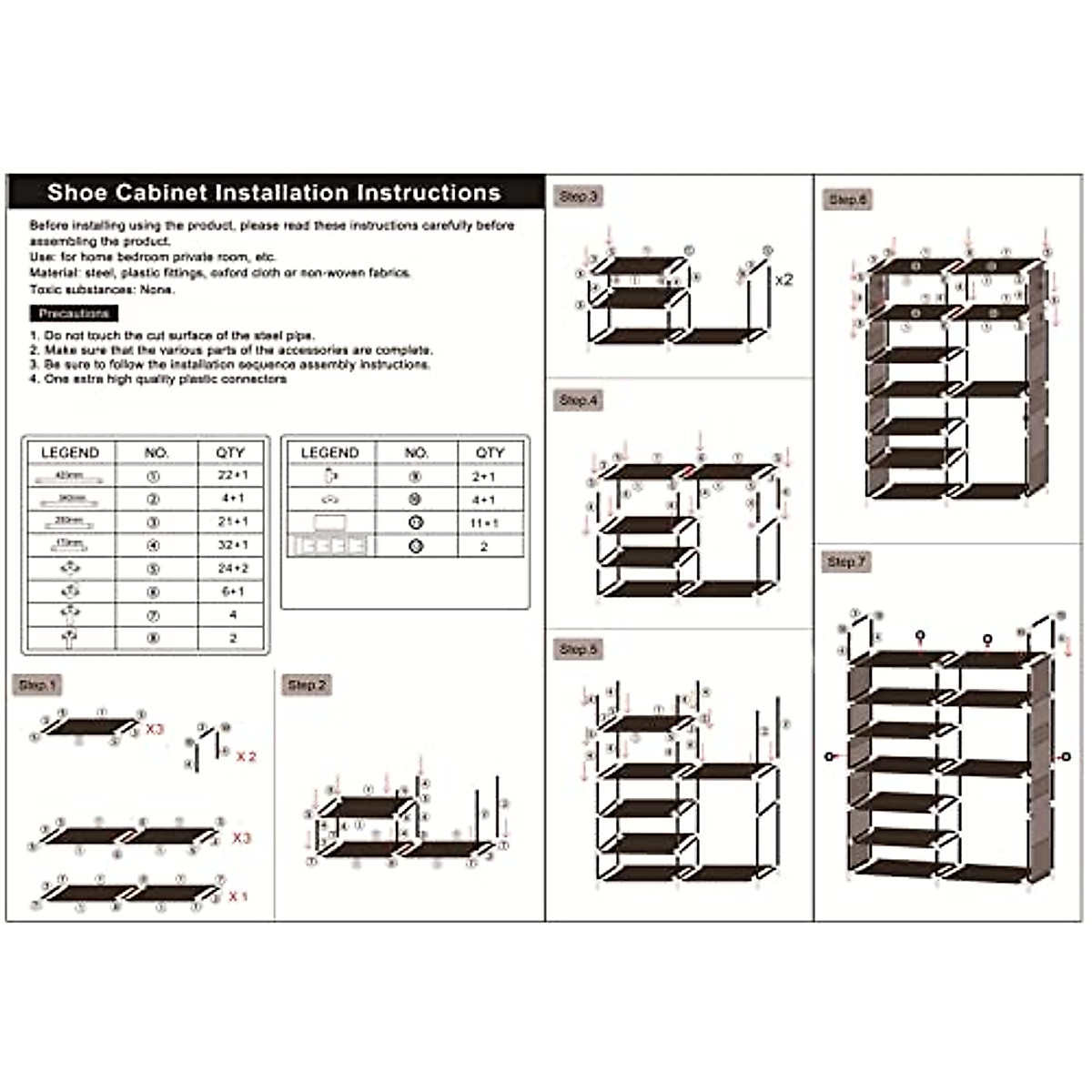 YCOCO Shoe Rack,16-25 Pairs Shoe Storage Organizer,7 Tiers Shoe Stand Stackable Shoe Shelf With Side Hanging Storage Bag for Closet,Entryway and Hallway,Black