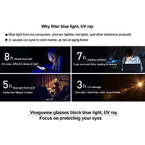 VOOGLAM Oversized Black Square Blue Light Blocking Glasses Clear Lens for Women Fredia OX739865-03